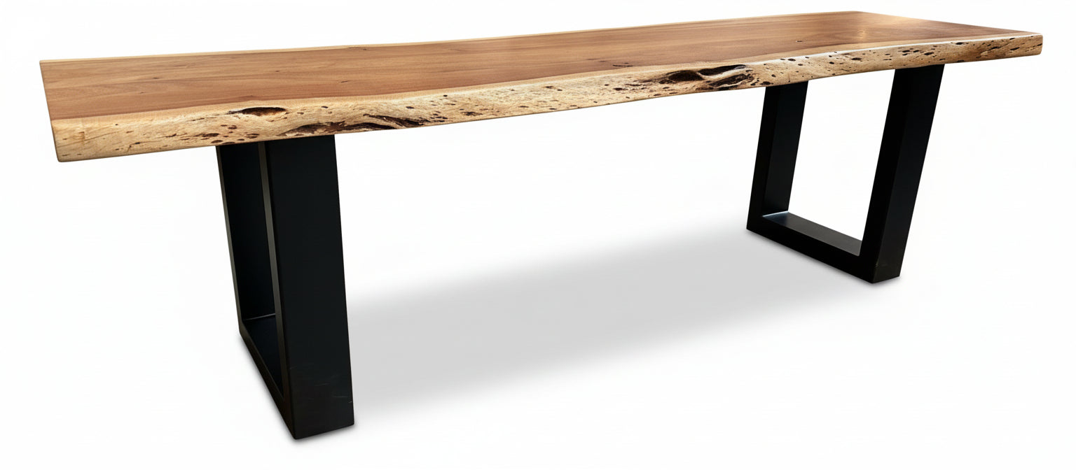Calcutta Live Edge Benches - Natural Finish - U Base - 1.4" Thick Tops ...
